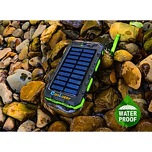 Solar Power Bank 36800mah, Solar Charger Power Bank with 18W PD 5V 3.1A outputs, IP67 Waterproof, Grade A+ Battery with LED Flashlight and Compass, Perfect Camping Gear Accessory for Outdoor (Green)
