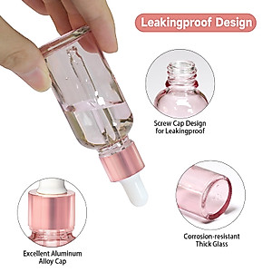 Asherxin 1oz Clear Glass Dropper Bottle with Dropper 16 pcs 30ml Dropper Bottle for Essential Body Oils with 2 Funnels & 2 Extra Glass Measured Pipette 1 Cleaning Brush & 16 Labels for Cosmetic/Travel