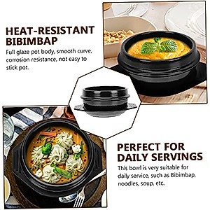Happyyami 1 Set Stone Pot for Bibimbap Nonstick Cookware Stainless Steel Cookware Stainless Steel Sauce Pan with Lid Sizzling Hot Pot Korean Soup Bowl Stew Pot Korean Ceramic Casserole Stove