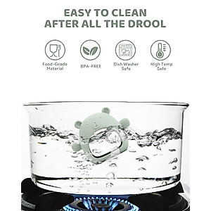 2 Packs Baby Teething Toy Silicone Bear Teething Mitten for Babies Over 3 Months Anti Dropping Wrist Hand Teethers Baby Chew Toys for Sucking Needs, BPA Free