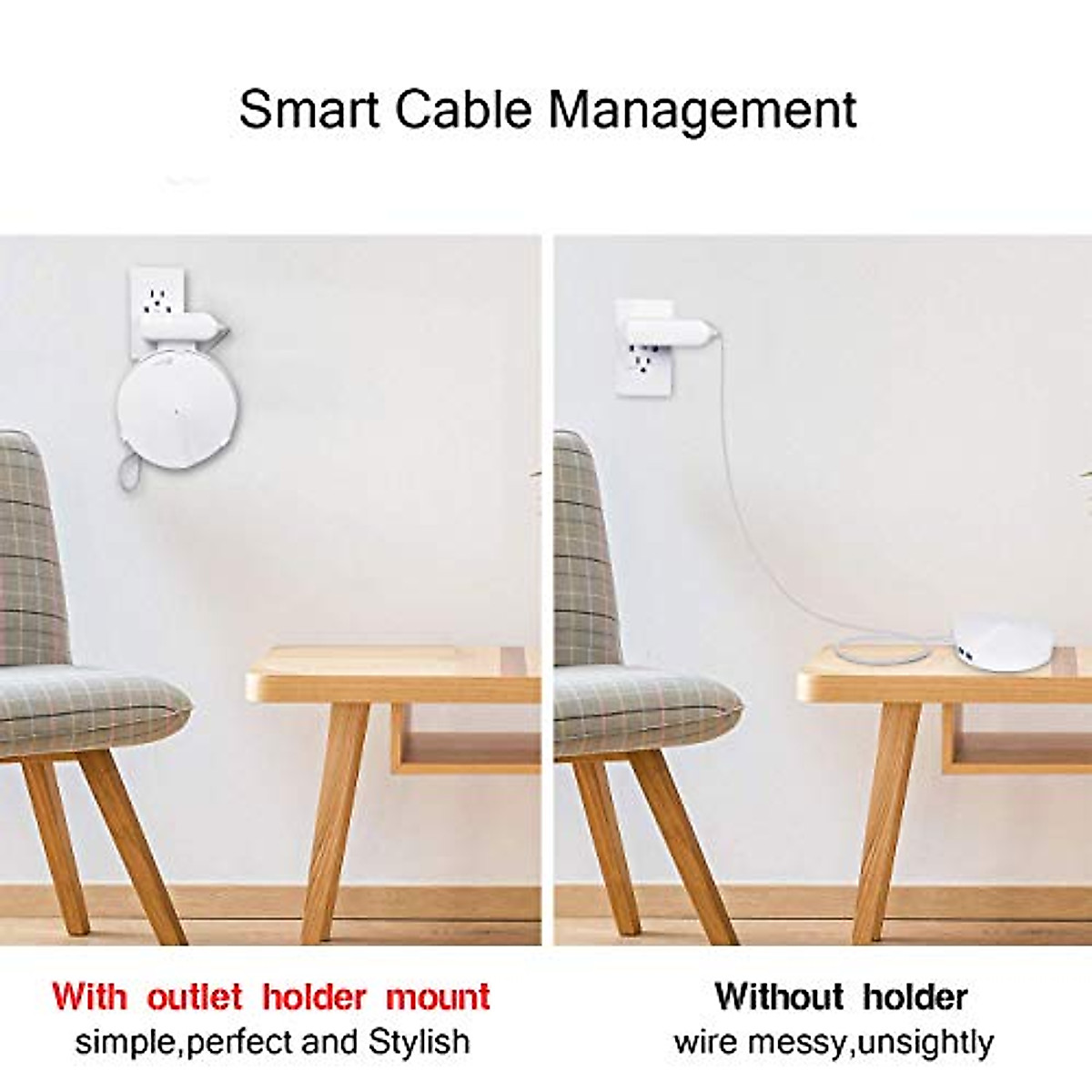 BECROWMUS 2Pack AC Outlet Wall Mount Compatible with Deco M9 Plus Whole Home Mesh WiFi System Routers, Deco M9 Plus Wall Mount Stand Bracket Holder