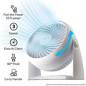 Honeywell HT-904 TurboForce Tabletop Air Circulator Fan, Small, White – Quiet Personal Fan for Home or Office, 3 Speeds and 90 Degree Pivoting Head