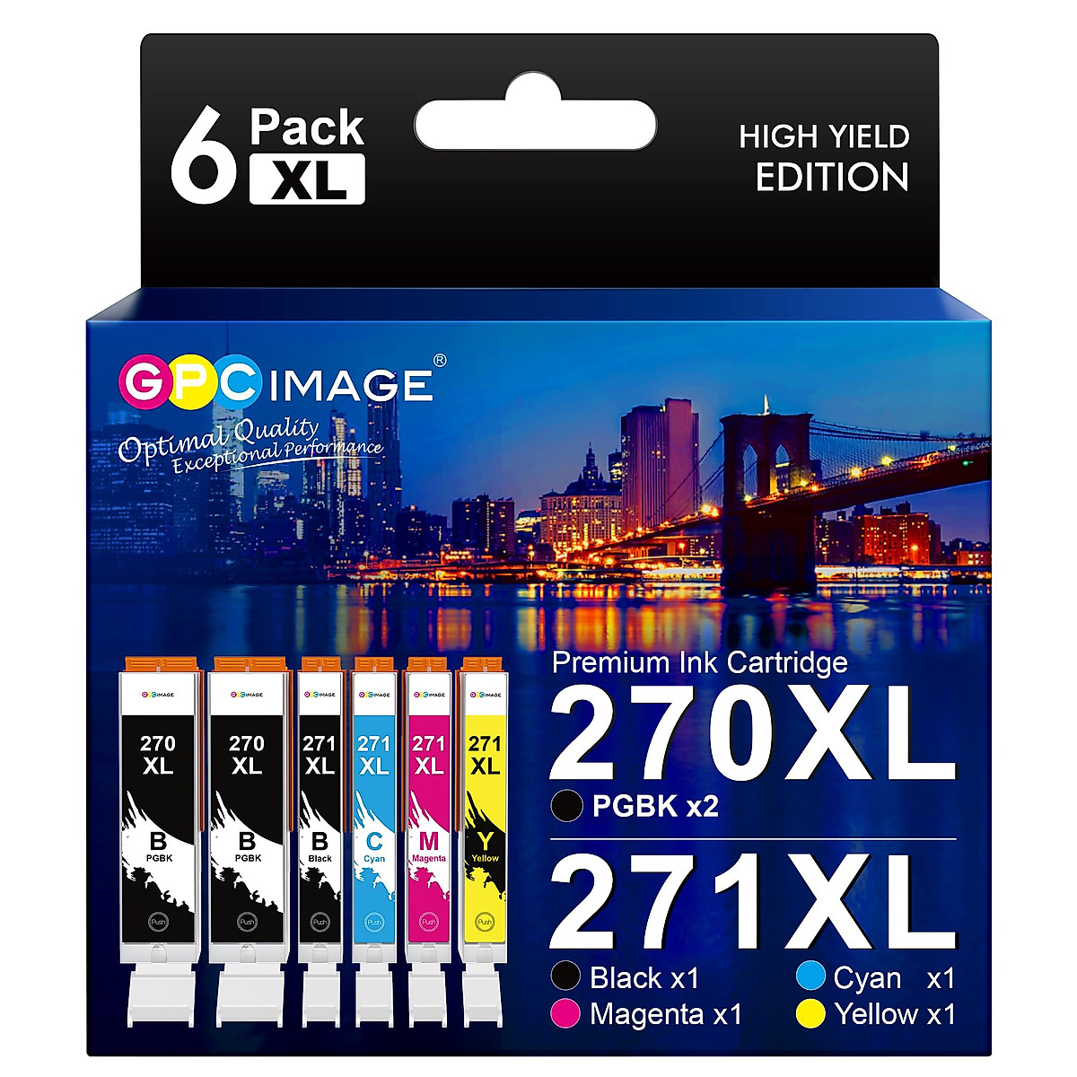 GPC Image Compatible PGI-270XL CLI-271XL Replacement for Canon Ink Cartridges 270 and 271 Combo Ink to use with PIXMA MG7720 TS9020 TS6020 MG6821 Tray(PGBK Black Cyan Magenta Yellow, 6 Pack)