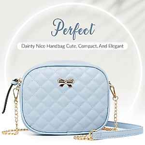 Womens Light Blue Shoulder Crossbody Purse - Girls Cute Small Pocketbook Handbag Quilted Leather Tote Bags Ladies Satchels