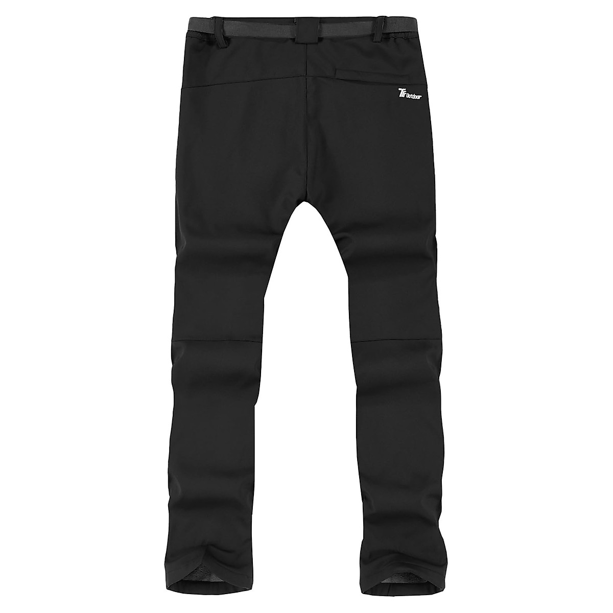 TBMPOY Men's Snow Ski Hiking Pants Waterproof Winter Fleece Lined Pants Camping Skiing Ice Fishing Pants with Belt 01 Thick Black L