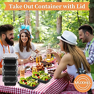 MUXHEL 20 Pcs 34 Oz Meal Prep Container Reusable, 1-Compartment Food Container Box with Lid, Microwave Safe Plastic Take Out Container with Lid for Meal Prep (BPA Free)