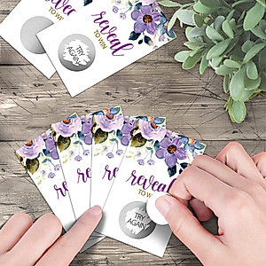 Haizct 50 Pack Purple Flowers Bridal Shower Scratch Off Game Cards for Country Wedding, Bridal Shower, Bridal Lottery Tickets, Wedding Shower Ideas, Baby Shower