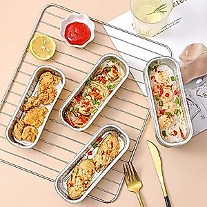 MOACOCK 100 Pack Aluminum Mini Loaf Pans, Aluminum Foil Pans with Lid, 6.8oz Disposable Rectangle Baking Containers Muffin Baking Tins Mini Cake Pans, Pans/Lids/Spoons(Pink)