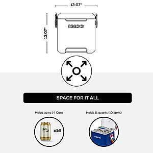 Igloo 11 Quart Tag-Along-Too Tailgating Cooler w/ 2-Day Ice Retention, Navy w/Rainbow Strap, 25 Qt