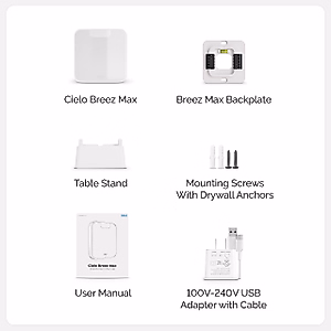 Breez Max | Smart AC Controller | WiFi Thermostat for Mini-Split, Window, Portable ACS/Heat Pumps | AI-Based Tech | Free App, No Subscriptions | Alexa, Google, Siri Shortcuts, IFTTT (White)