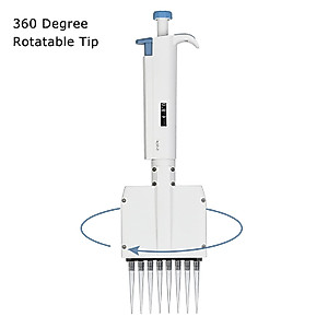 8-Channel Multichannel Pipett Adjustable Pipettor Micro Pipette High-Accurate 5-50μl + 8 Tip