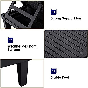 Tangkula Outdoor Chaise Lounge Chair, Lightweight Patio Lounge Recliner Chair with Adjustable Backrest, 5 Reclining Positions Chaise Lounger for Patio, Beach, Balcony, Poolside, Backyard (1, Black)