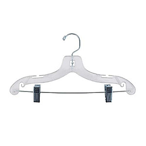 NAHANCO 414RC Plastic Coordinate Hanger, Heavy Duty, 14", Clear (Bulk Pack of 100)