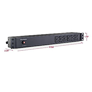 CyberPower PDU15B6F12R Basic PDU, 100-125V, 15A (Derated to 12A), 18 Outlets, 1U Rackmount