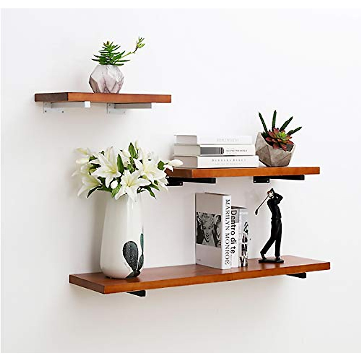 Shelf Brackets,Brackets for Shelves 8 Inch, Industrial Floating Bracket,Wall Mounted Heavy Duty Rustic Shelf Brackets, Decorative Shelving, Shelf Supports Black 4 Pack