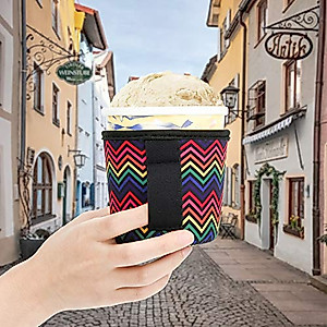 Beautyflier 2-Pieces Pint Sized Ice Cream Cozy Thicken Neoprene Ice Cream Sleeves with Elastic Handle Cover (Geometry + Plant)