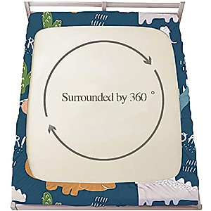 Wajade Blue Dinosaur Sheet Sets Twin Size Cute Cartoon Dinosaur 3D Plants Print Bedding Set for Kids Boys Girls 2pcs (1 Deep Pocket Fitted Sheet+1 Pillowcases)