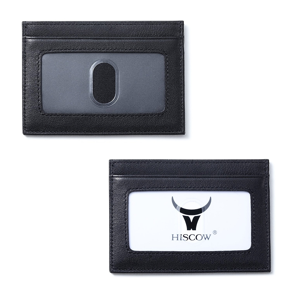Leather Slim Card Holder, Tiny Small Credit Card Wallet ID Case for Men & Women (Black)