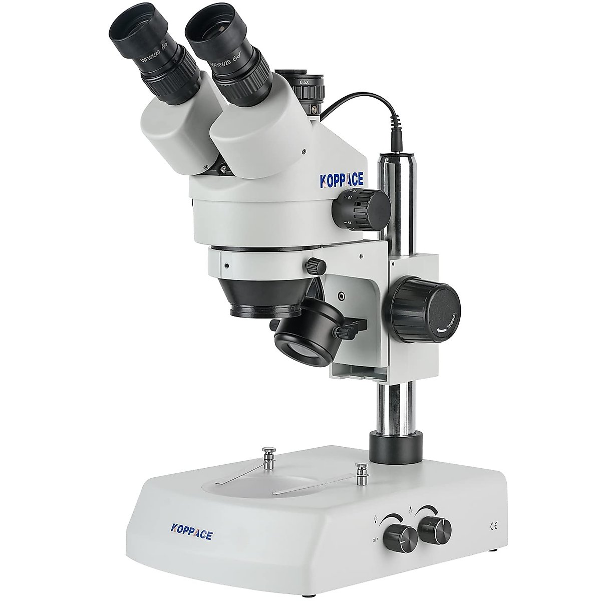 KOPPACE 3.5X-180X Trinocular Stereo Microscope Upper and Lower LED Light Source Continuous Zoom Lens Mobile Phone Repair Microscope.
