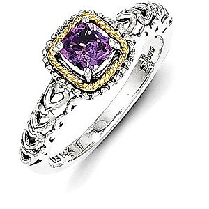 IceCarats 925 Sterling Silver Vintage Cushion-cut Purple Amethyst Ring Gemstone Band Size 8