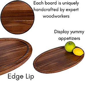 BirdRock Home 16.5" Acacia Oval Serving Platter | Charcuterie Board for Party Appetizers | Cheese Grazing Board | Kitchen Serving Platter | Espresso