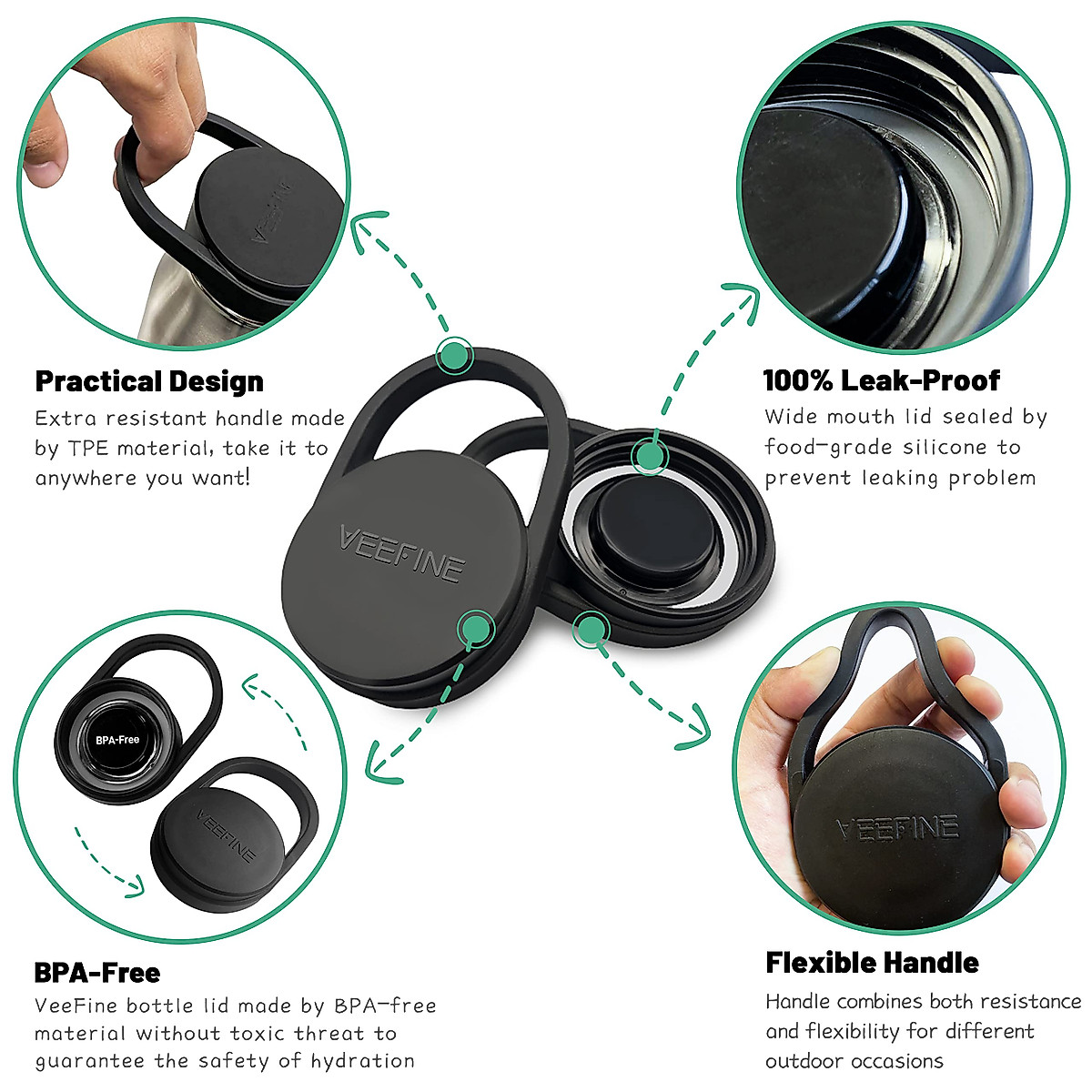 VEEFINE Insulated Water Bottle Dishwasher Safe Metal Water Bottle BPA-Free Stainless Steel Water Bottles 20/32/40oz Reusable Thermos for Hiking Camping and School