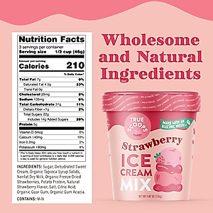 True Scoops 6-Pack Strawberry Ice Cream Mix. Makes 1 Pint of Premium, Homemade Ice Cream With an Electric Mixer. Made With Real Strawberries. Gluten-Free, Peanut-Free, and Kosher.