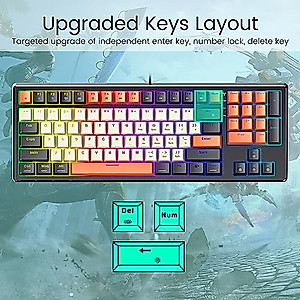 Mechanical Keyboard with Number Pad, Upgraded RGB Wired 85% Compact Keyboard with Gasket Structure, Hot Swappable Red Switch Mechanical Gaming Keyboard /Programmable /93 Keys for Windows Mac PC Laptop