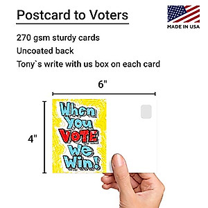When You Vote We Win GOTV Postcards - Postcards to Voters by Tony the Democrat (Mix and Match Set Sizes) - Vote Postcards (64)