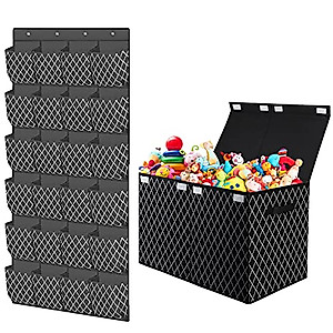 VERONLY Toy Chest Box Organizer Bins for Boys Girls 1 Pack +Over the Door Shoe Organizer Hanging Shoe Rack Storage Holder with 24 Extra Large Fabric Pockets 1 Pack