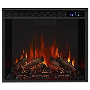 BOWERY HILL Solid Wood Electric Fireplace with Mantel, Remote Control, Power Cord and Hardware, Adjustable Thermostat, Assembly Required, in White Marble Finish