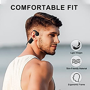 Bone Conduction Headphones, 2023 Upgrade Open-Ear Wireless Bluetooth Earphones, Sport Headphones with 8H Playtime, Microphone, Waterproof Wireless Earphones for workout, Running, Cycling, Driving, Gym