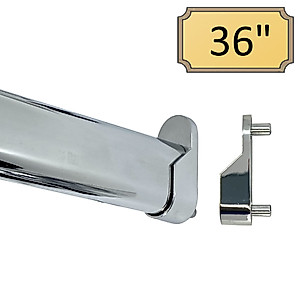 36" Oval Closet Rod with Rear Pin End Supports - Polished Chrome - 2 Sets