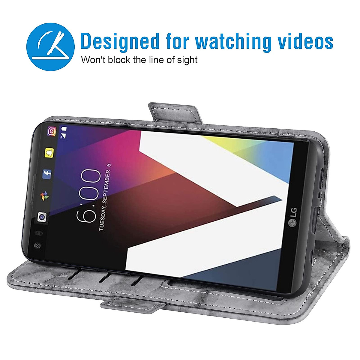 Asuwish Compatible with LG V20 Case and Tempered Glass Screen Protector Cell Accessories Card Holder Slot Kickstand Protective Hybrid Flip Folio Marble Wallet Phone Covers for LGV20 LG20 V 20 Black