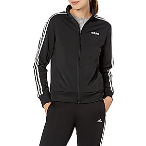 adidas Women’s Essentials 3-stripes Tricot Track Jacket, Black/White, Medium