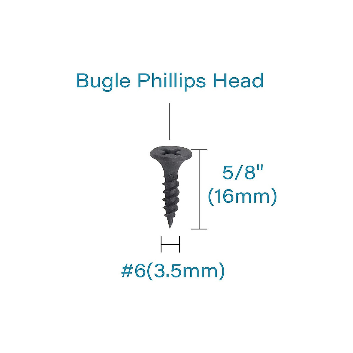 IMScrews 100pcs #6 x 5/8" Flat Head Phillips Drywall Screws Fine Thread Sharp Point Wood Screw, Carbon Steel 1022A, Black Phosphate