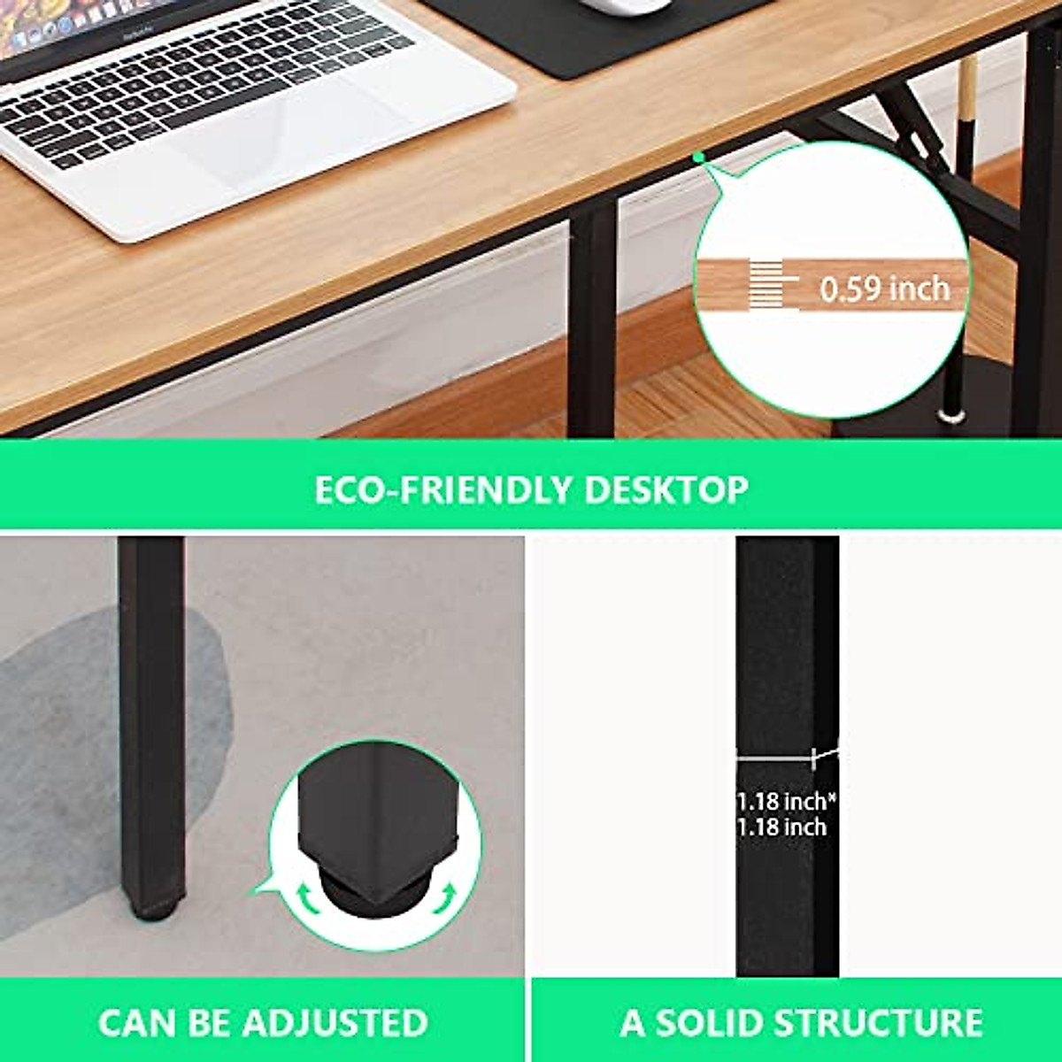 Coral Flower Office Desk 55 inches Folding Table Computer Table Workstation，Light Oak