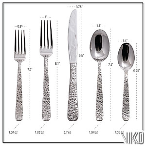 Vikko Silverware Set, Hammered Metal Set of Flatware, Service for 4 Strong and Durable 18/10 Stainless Steel Flatware Set, 20 Piece Set, Dishwasher Safe