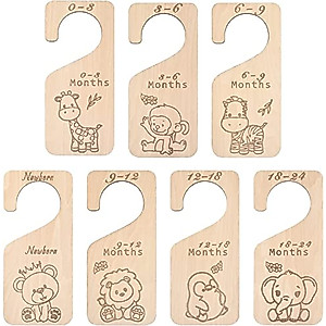 Wooden Baby Closet Dividers for Clothes, 7Pcs Double-Sided Organizer from Newborn Infant to 24 Months, Cute Nursery Decor Hanger Dividers Easily Organize Your Little Baby Girls or Boys Room