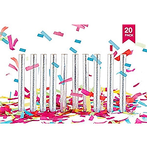 20Pack Colorful Confetti Wands Tissue Paper Flick Flutter Sticks for Wedding Celebrations, Anniversary, Birthday Party, 7.8inch Confetti Popper