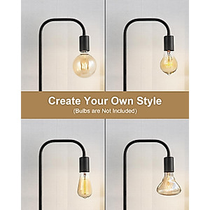 Oneach Black Floor Lamp 63.75" Industrial Floor Lamp, On/Off Footswitch,Modern Floor Lamp for Living Room Bedroom Reading Office Metal Minimalist Standing Lamp Tall Pole Lamps