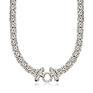 Ross-Simons Sterling Silver Byzantine Necklace With Black Onyx. 16 inches