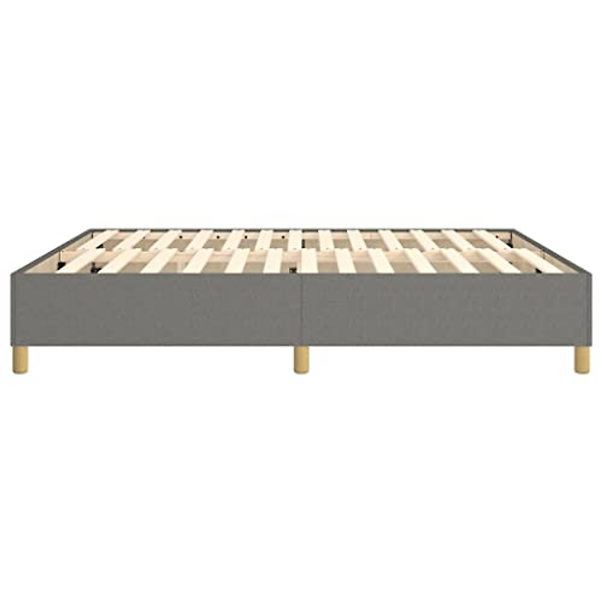 vidaXL Box Spring Bed Frame Home Indoor Bed Accessory Bedroom Upholstered Double Bed Base Furniture Dark Gray 76"x79.9" King Fabric