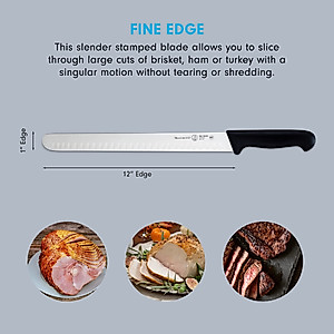 Messermeister Pro Series 12” Round-Tip Kullenschliff Slicer Knife - German X50 Stainless Steel & NSF-Approved PolyFibre Handle - 15-Degree Edge, Rust Resistant & Easy to Maintain - Made in Portugal