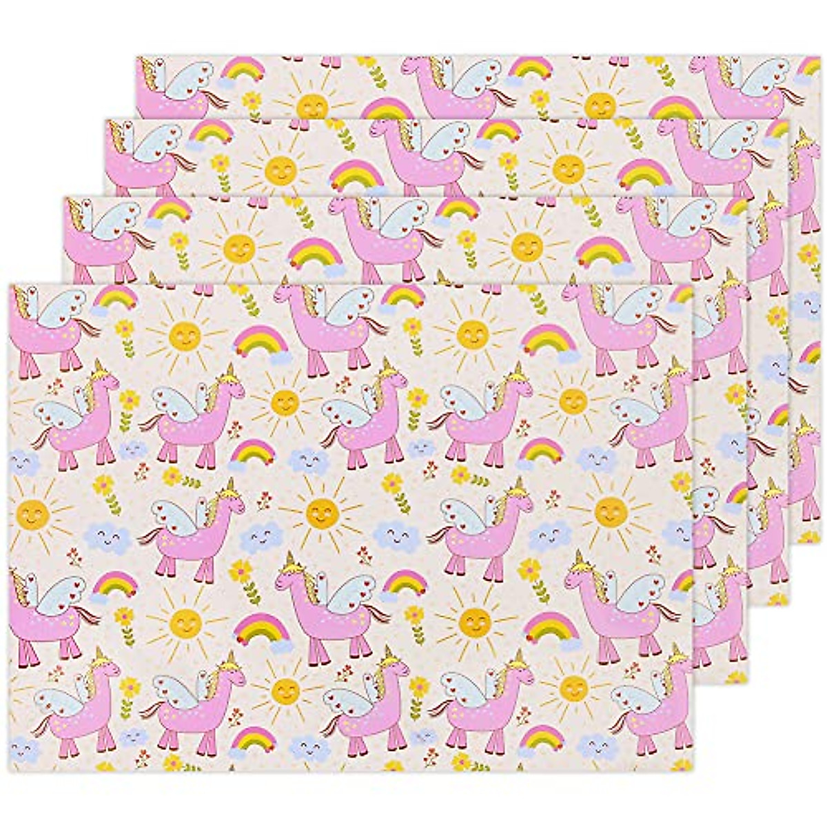 Magic Flying Unicorn Over Rainbow Flower Sunshine Dreams On Pink Wrapping Paper Sheets, Fantasy Horse With Wings and Horn Gift Wrap for Birthday Wedding Bridal Baby Shower Girl Kids, 4 Sheets Folded Flat 20x28 inches per sheet, 15 sq. ft. ttl.