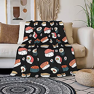 Sushi Throw Blanket Warm Ultra-Soft Micro Fleece Blanket for Bed Couch Living Room（Young