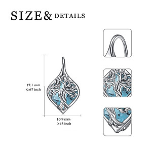 WINNICACA Tree of Life Birthstone Leverback Earrings Sterling Silver March Birthstone Jewelry for Women Teens Tree of Life Blue Topaz Crystal Birthstone Jewelry Gifts for Birthday