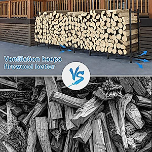 NANANARDOSO 8ft Firewood Rack Outdoor with Cover Combo Set Waterproof for Wood Storage, Adjustable Fire Log Stacker Stand, Heavy Duty Firewood Log Rack Holder for Fireplace Lumber Storage