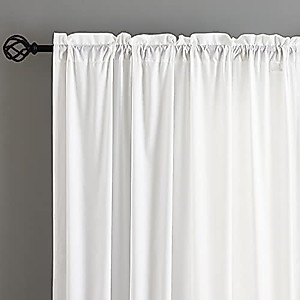 Privacy White Sheer Curtains That Let Light in, Rod Pocket Semi Sheer Privacy Curtains 95 inch Length 2 panels, Soft Velvet Opaque Privacy Draps for Windows Living Room Bedroom French Doors (52"x 95")
