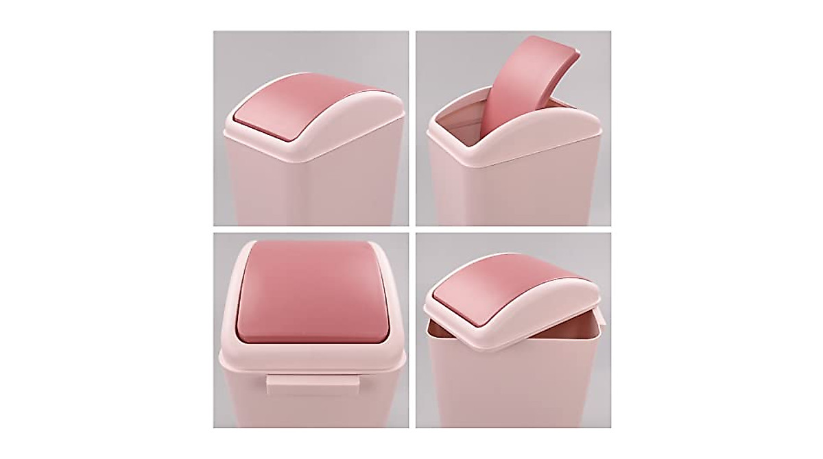 Parlynies Pink Plastic Waste Bin - 4.5 Gallon with Swing Lid